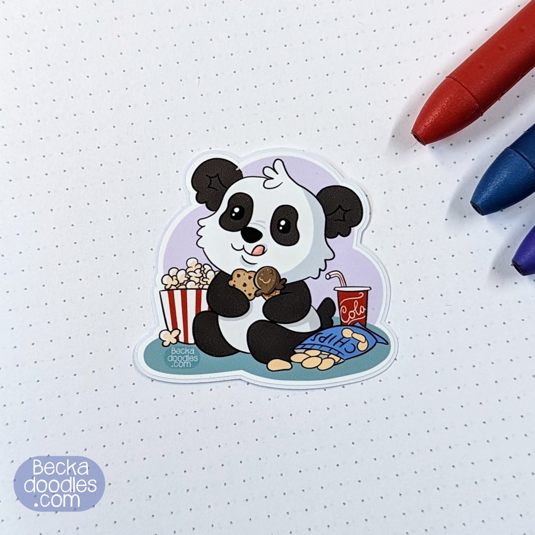 S1103 Snack Panda Vinyl Sticker, Cute Panda Sticker, Snack Lovers ...
