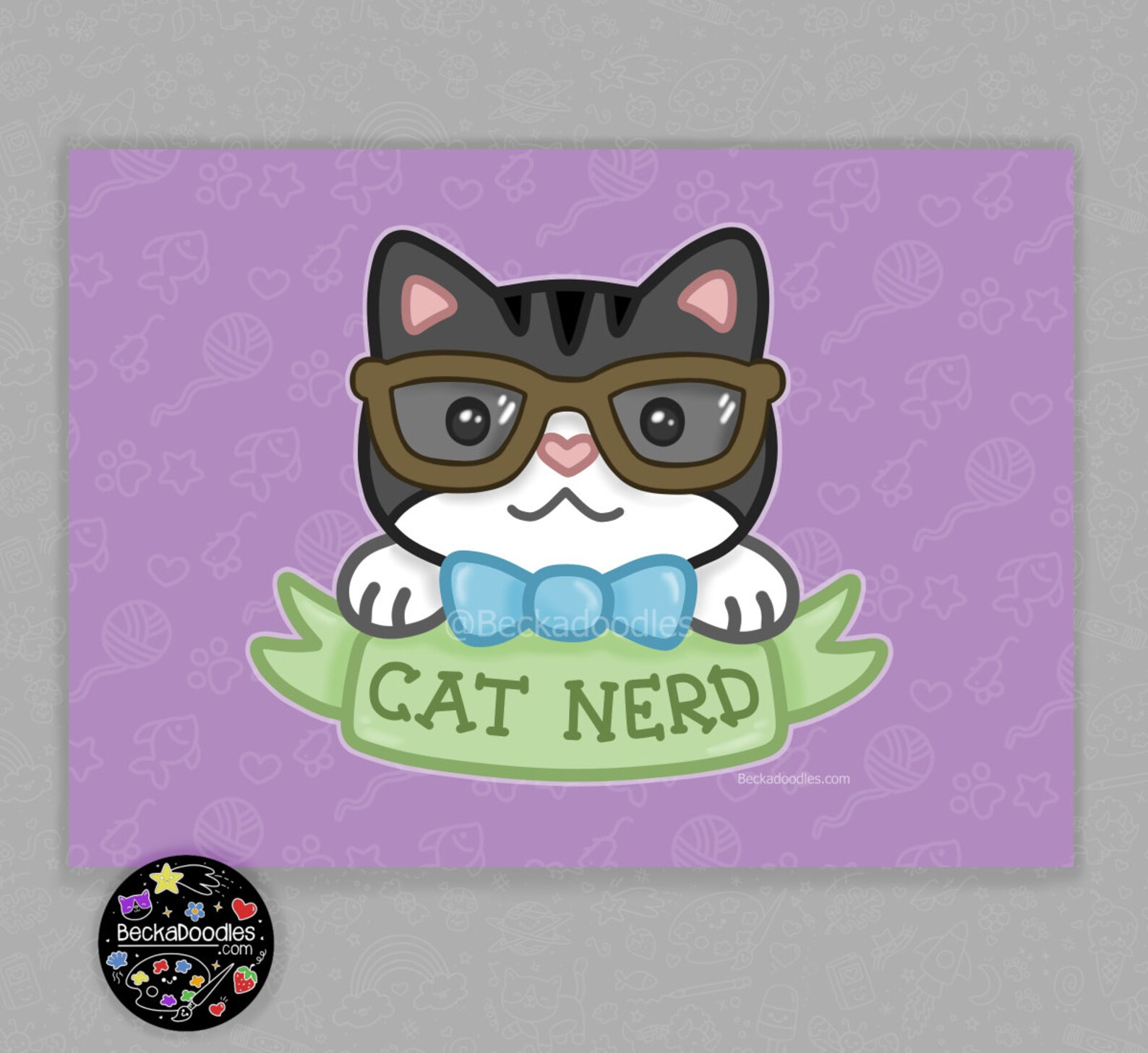 Cat Nerd 5x7 Art Print | Etsy