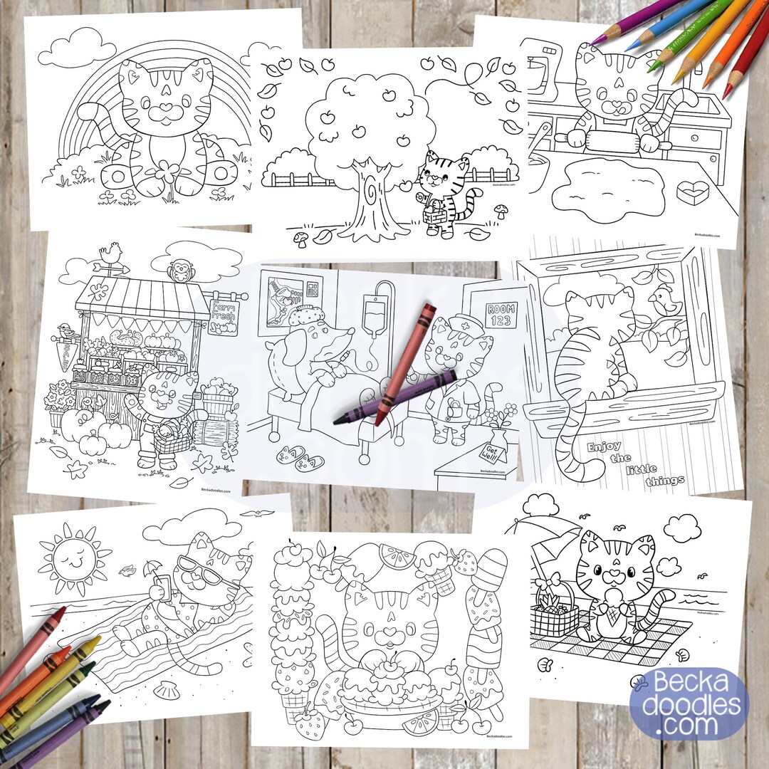 PRINTABLE Mrs Leo Coloring Bundle, Print and Color Cute Pages, Kid's ...