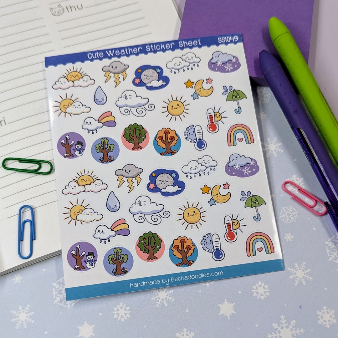 Weather Planner Sticker Sheets: Tiny Stickers for Scrapbook, Daily ...