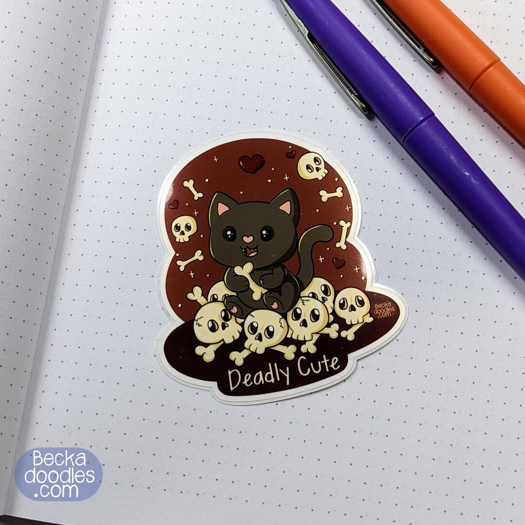 Deadly Cute Cat Vinyl Sticker, Cat Lovers Sticker, Planner Sticker ...