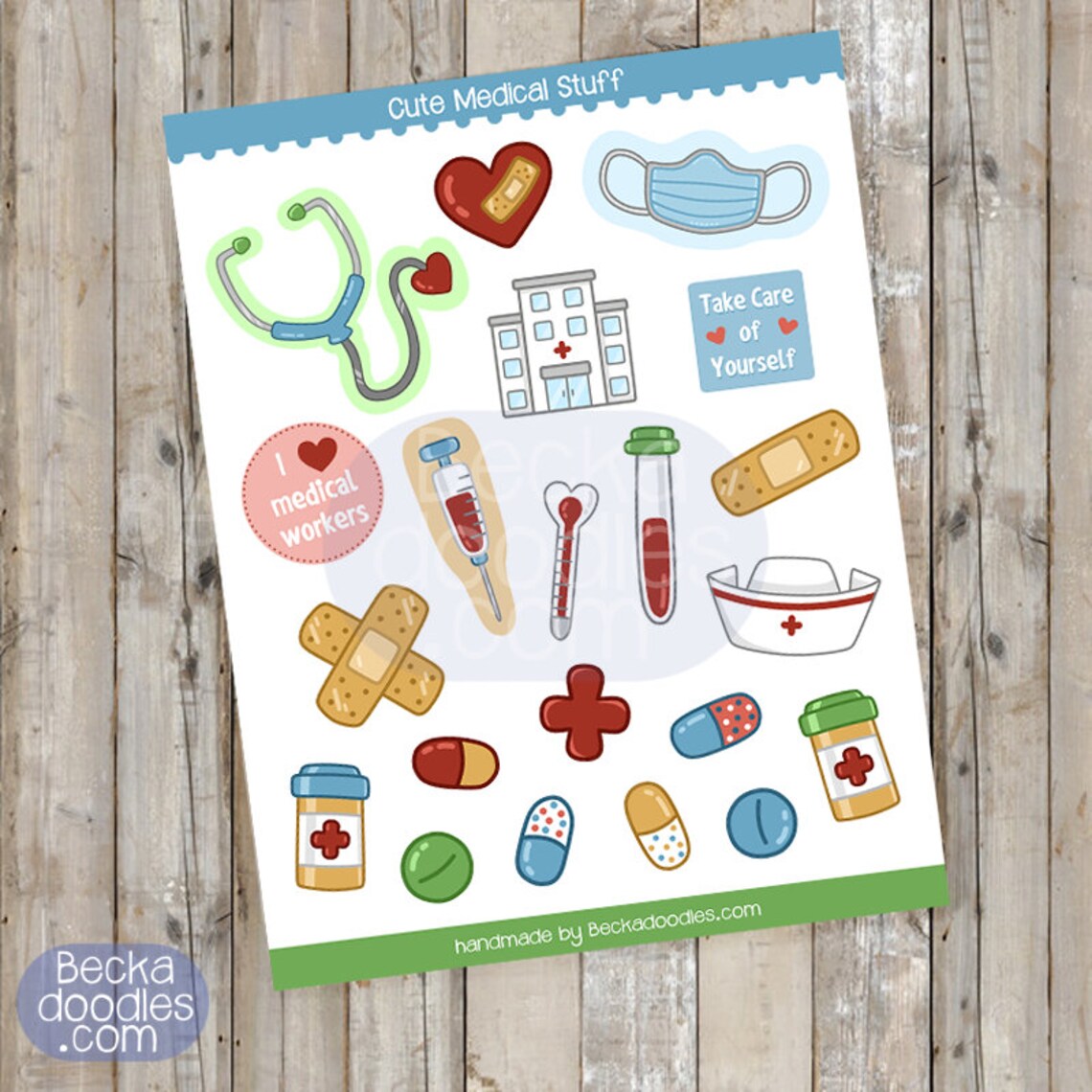 Cute Medical Sticker Sheet | Etsy