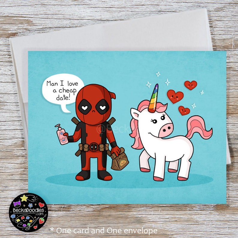 Deadpool Note Card - Funny Cartoon Greeting Card - Etsy Australia