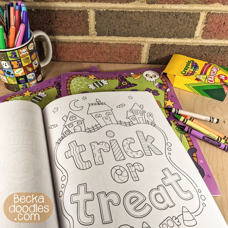 Spooky Halloween Coloring Book, Kid-friendly Doodles (PDF 25 Pages) - Etsy