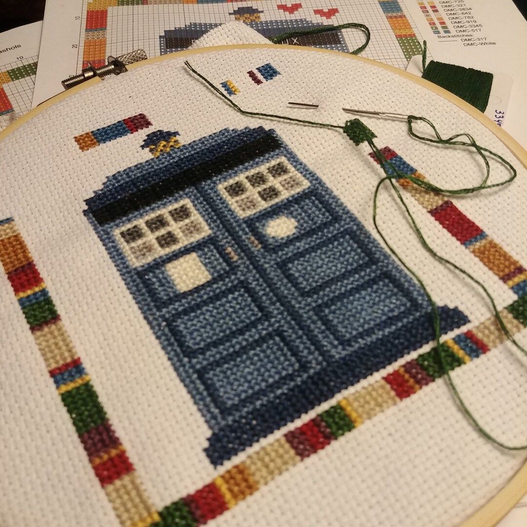 PDF Pattern Tardis With Scarf Border Cross Stitch Pattern - PDF Instant ...