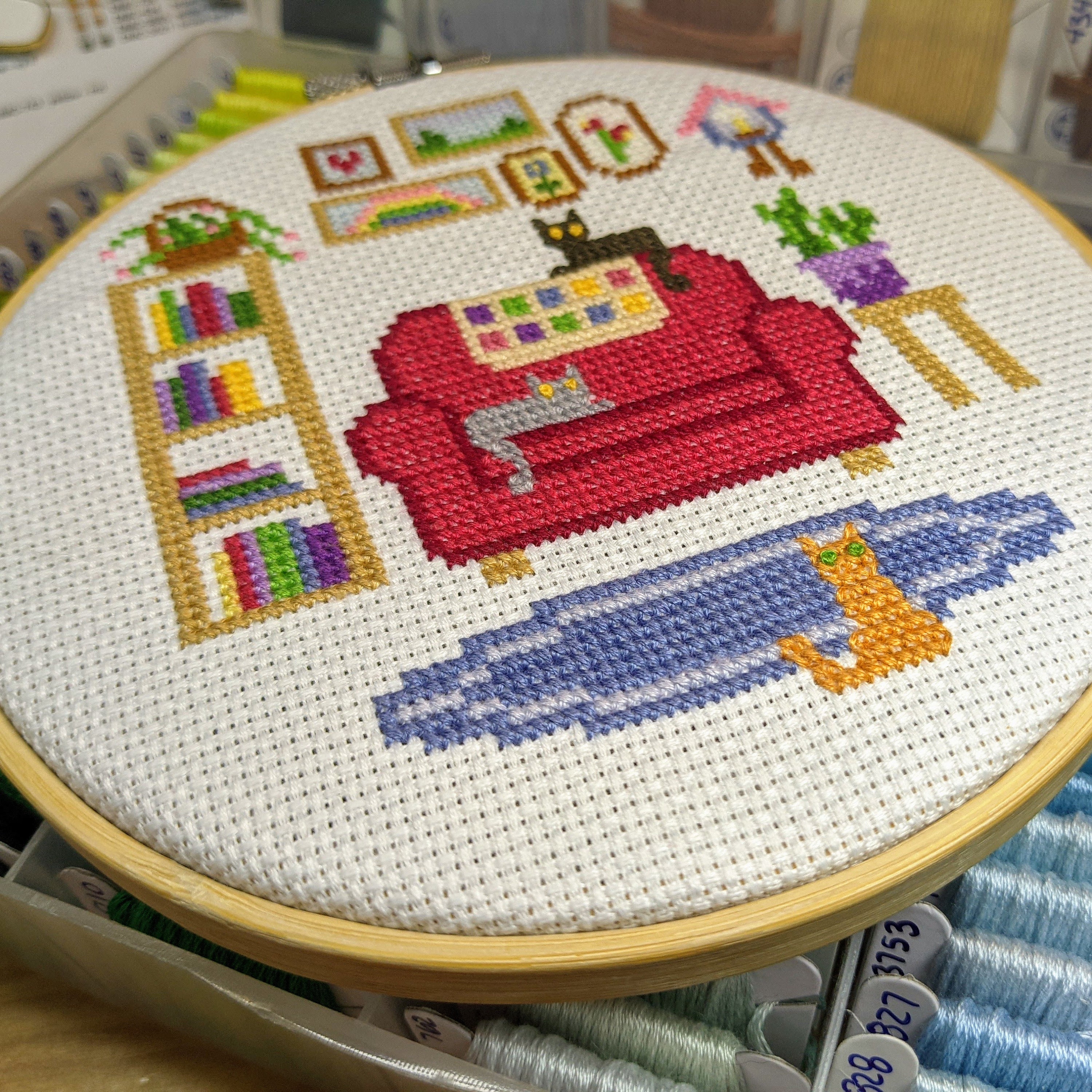 Cat Room Cross Stitch Pattern, Sewing Pattern, Embroidery Design, Cat ...