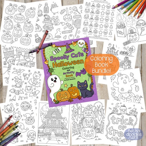 PRINTABLE Spooky Cute Halloween Coloring Book Print and Color - Etsy