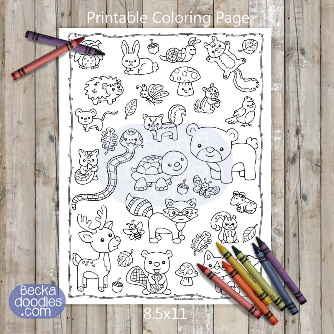 PRINTABLE Woodland Critters Coloring Page Digital Download - Etsy