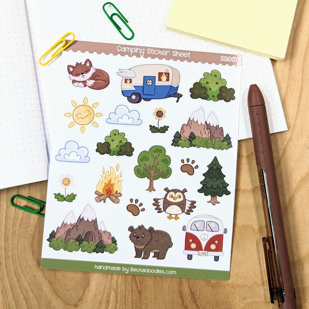 SS1007 Camping Sticker Sheet - Etsy