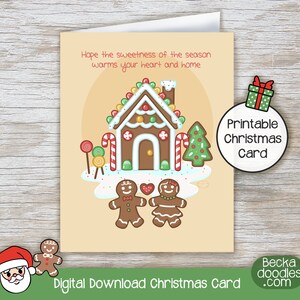 PRINTABLE Christmas Card - Gingerbread House Card - Holiday Greeting ...