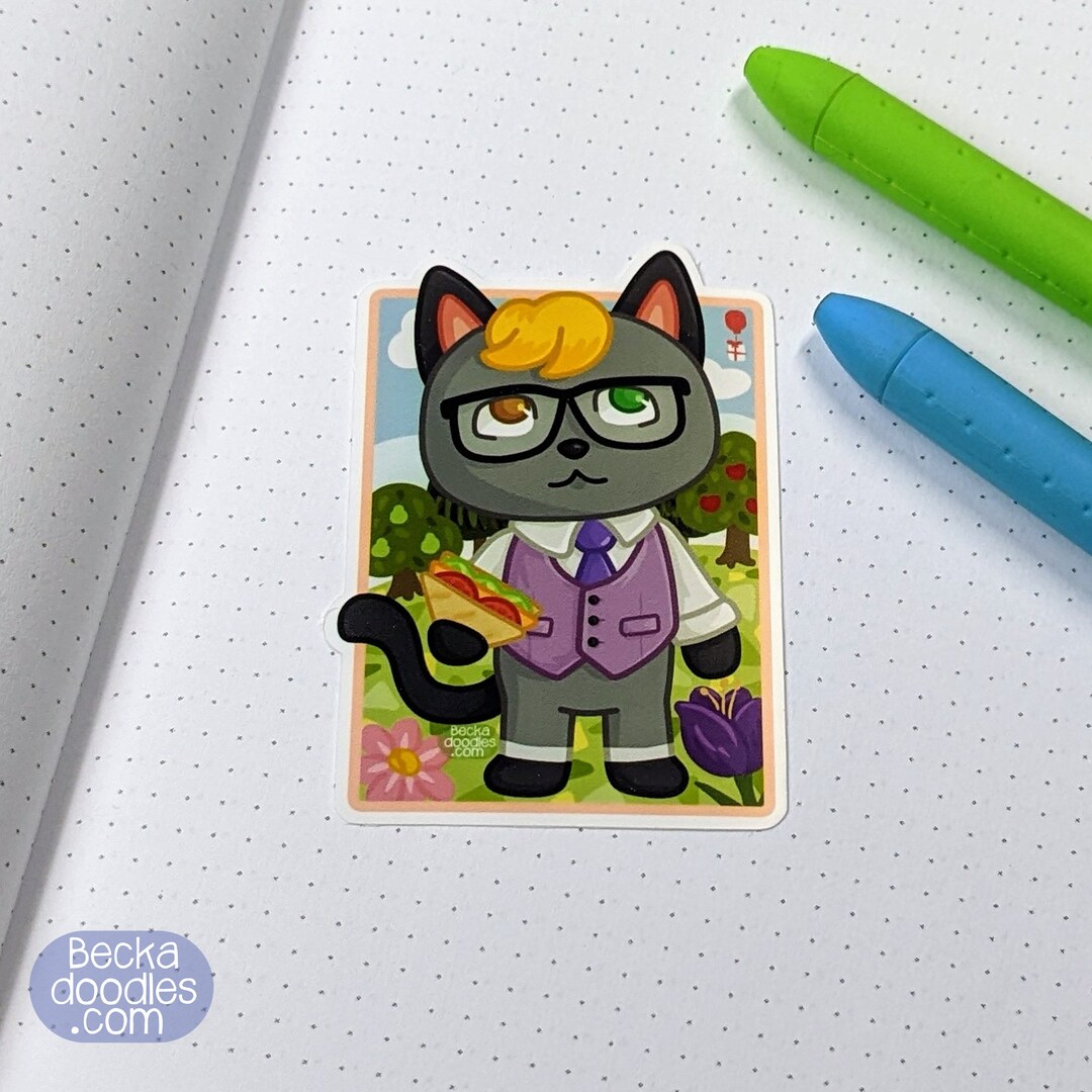 S1022 Cute Cat Raymond Vinyl Sticker, Planner Sticker, Sticker Lovers ...