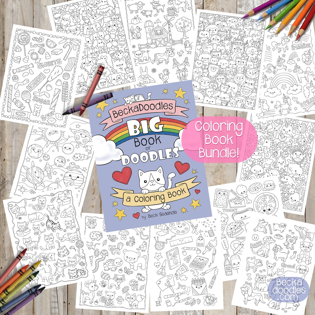 Beckadoodles Big Book of Doodles Printable Coloring Book, Print & Color ...