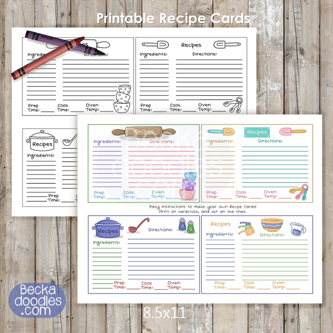 PRINTABLE Recipe Cards, Download and Print Recipe Card, Bridal Shower ...