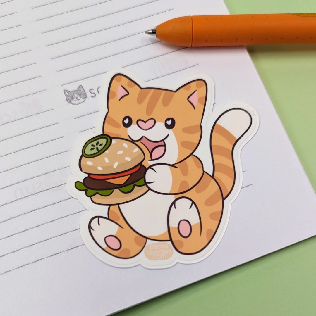 Hamburger Cat Vinyl Sticker, 3 Inch Decal, Laptop, Water Bottle - Etsy