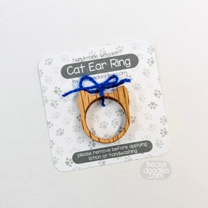 Oak Cat Ear Ring, Cat Ring, Cute Cat Ear Jewelry, Cute Ring, Wooden Ring, Wood Jewelry, Wood ...