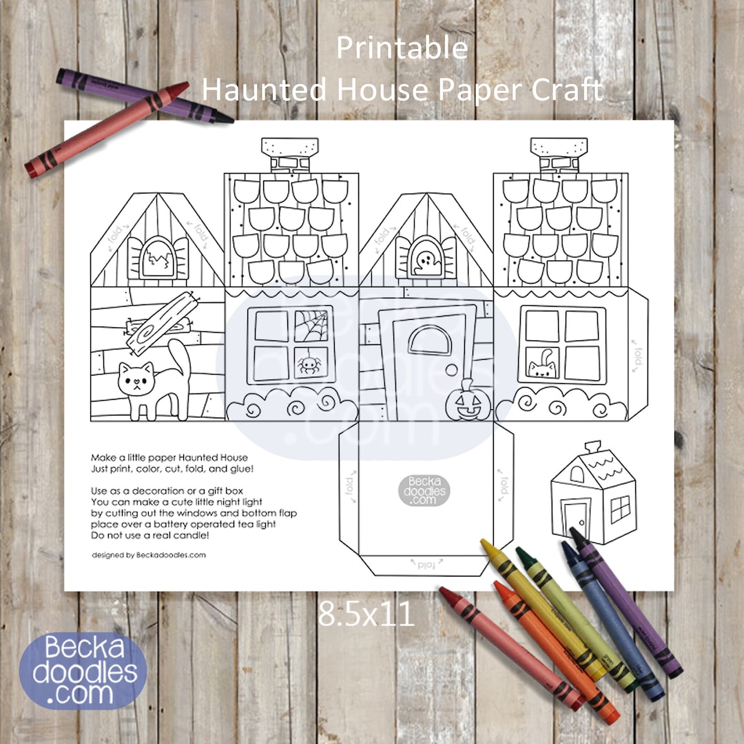 PRINTABLE Haunted House Paper Craft, Digital Download, Halloween ...
