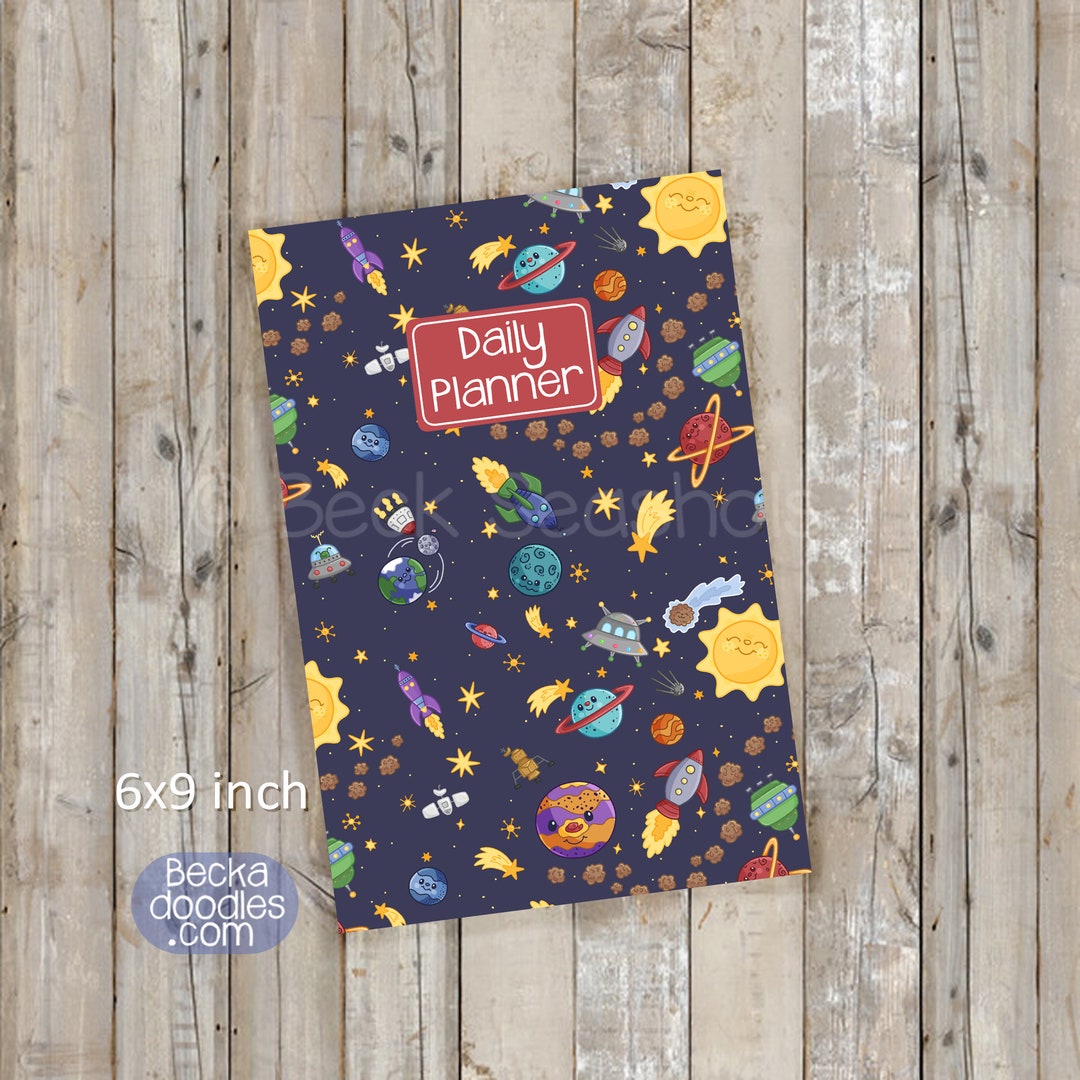 Spacey Daily Planner Book, No Dates Planner, Weekly Notebook, 6 X9 ...