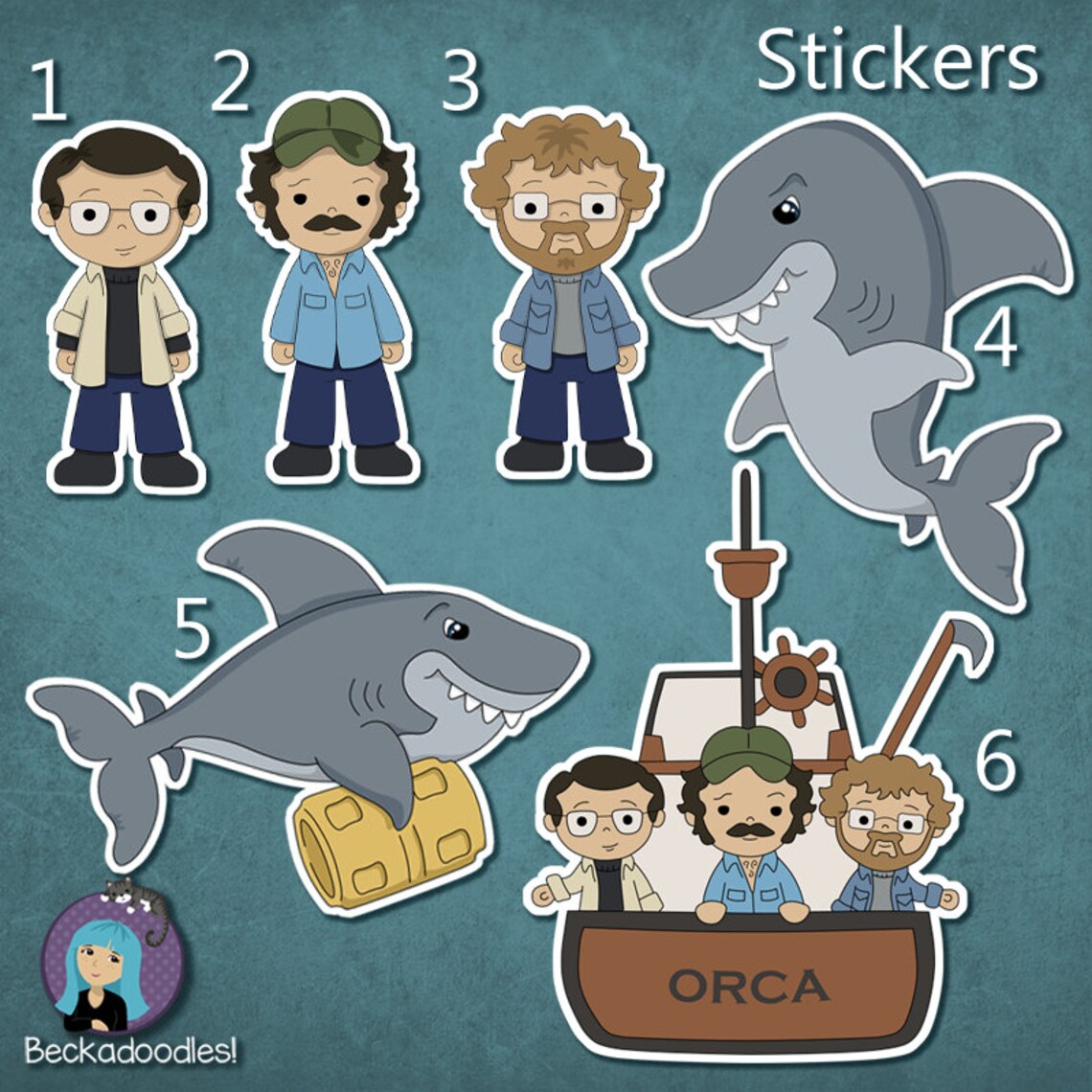 Jaws Stickers Vinyl Jaws Stickers Movie Stickers Shark | Etsy