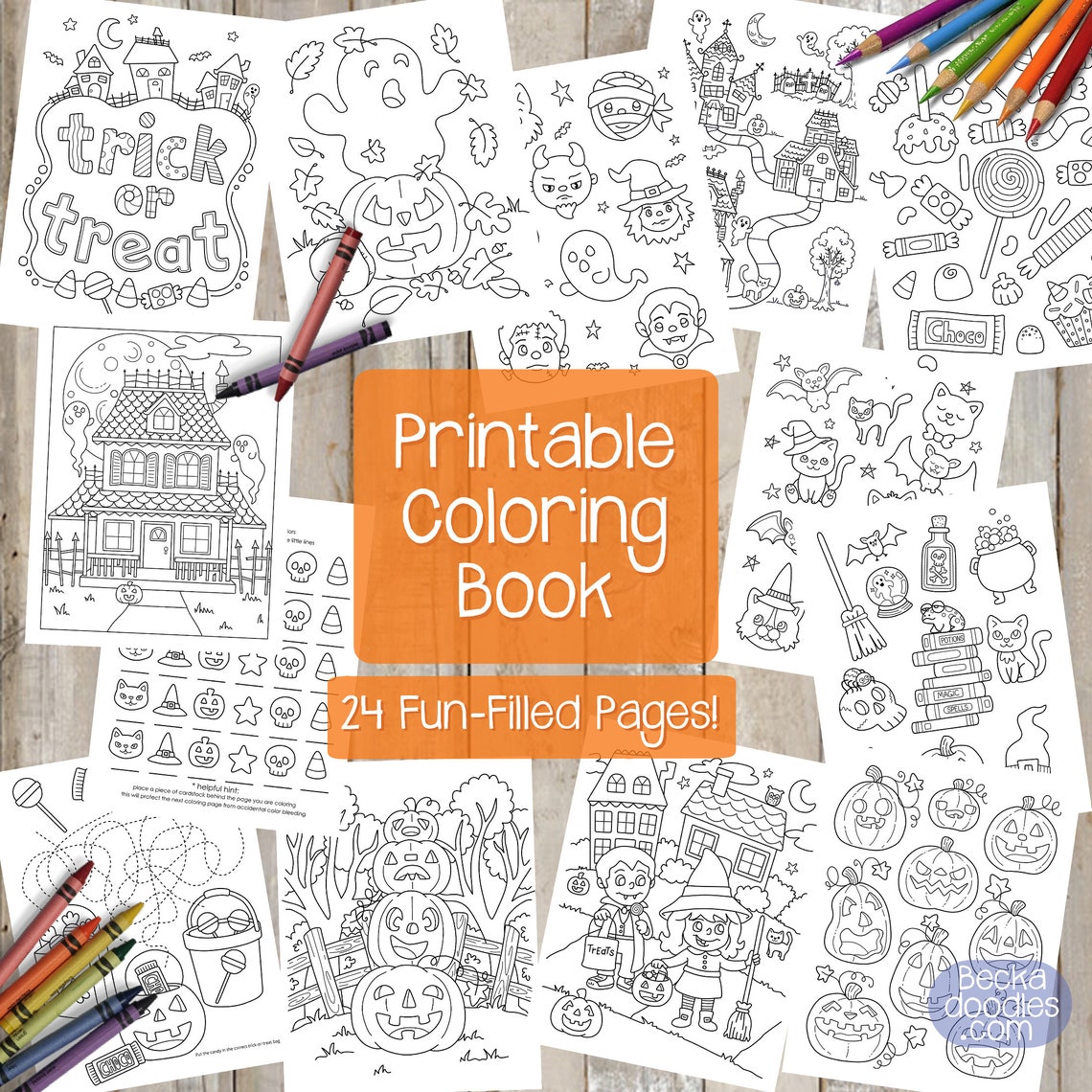 PRINTABLE Spooky Cute Halloween Coloring Book Print and Color - Etsy