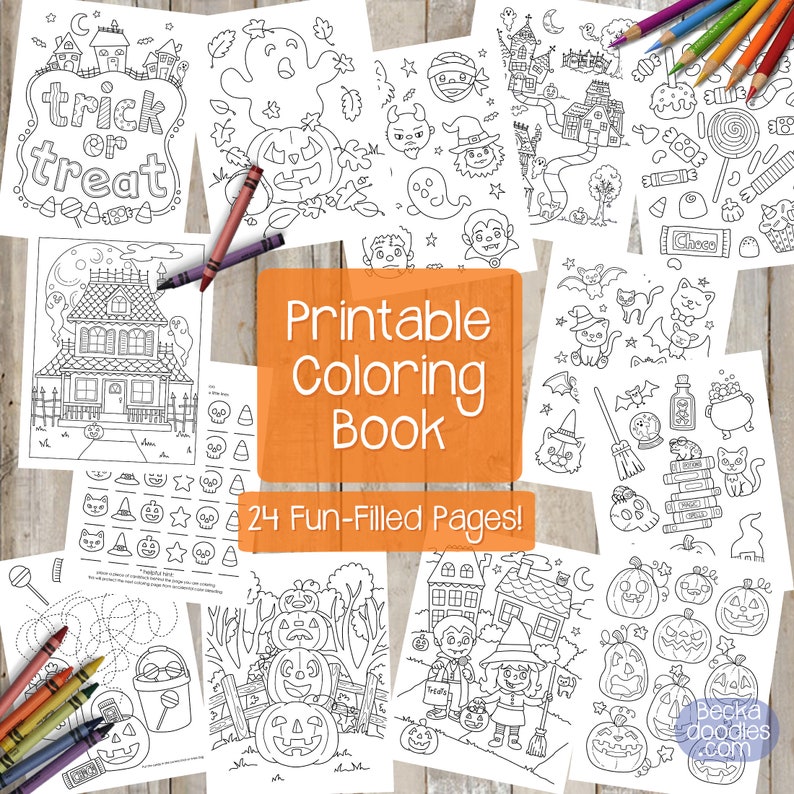 PRINTABLE Spooky Cute Halloween Coloring Book Print and Color - Etsy