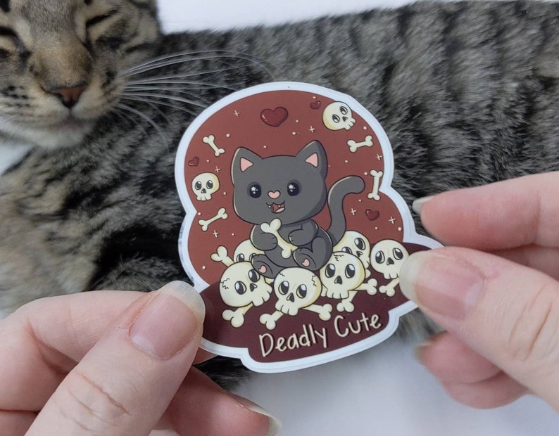 Deadly Cute Cat Vinyl Sticker Cat Lovers Sticker Planner - Etsy