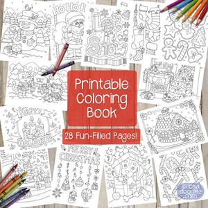 PRINTABLE Holly Jolly Christmas Coloring Book, Print and Color Cute ...
