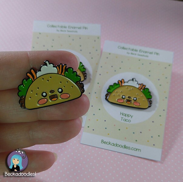 Happy Taco enamel lapel pin | Etsy