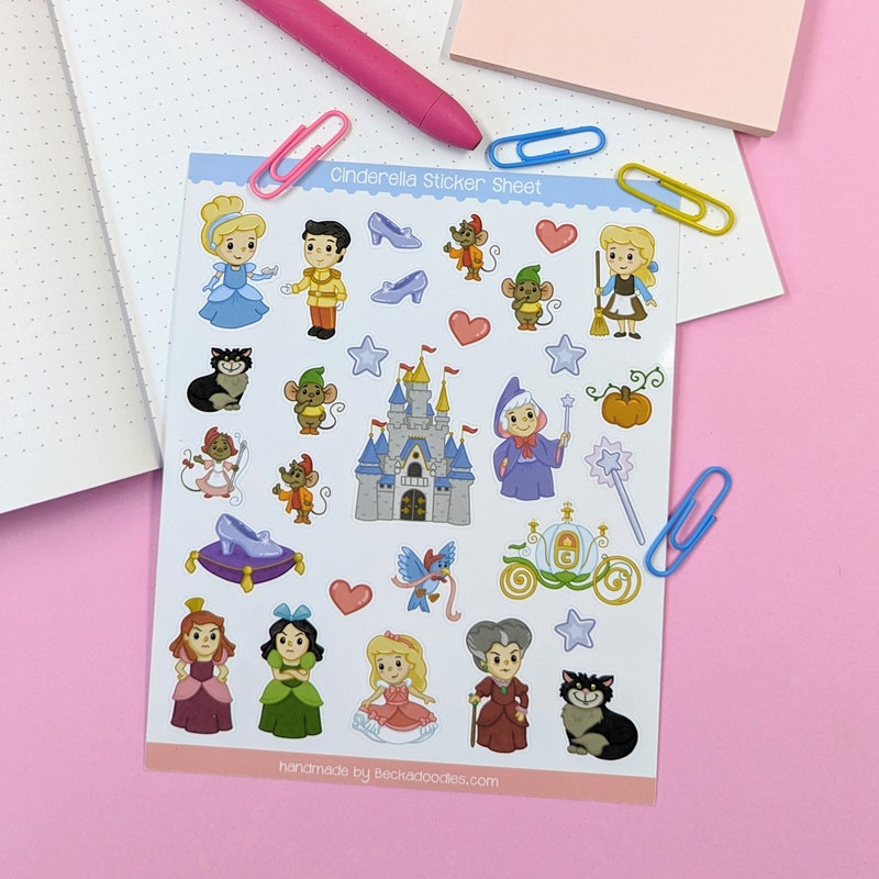 Cinderella Stickers - Etsy