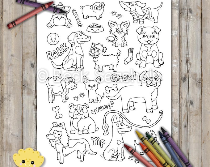 PRINTABLE Playful Pups Coloring Page Digital Download - Etsy