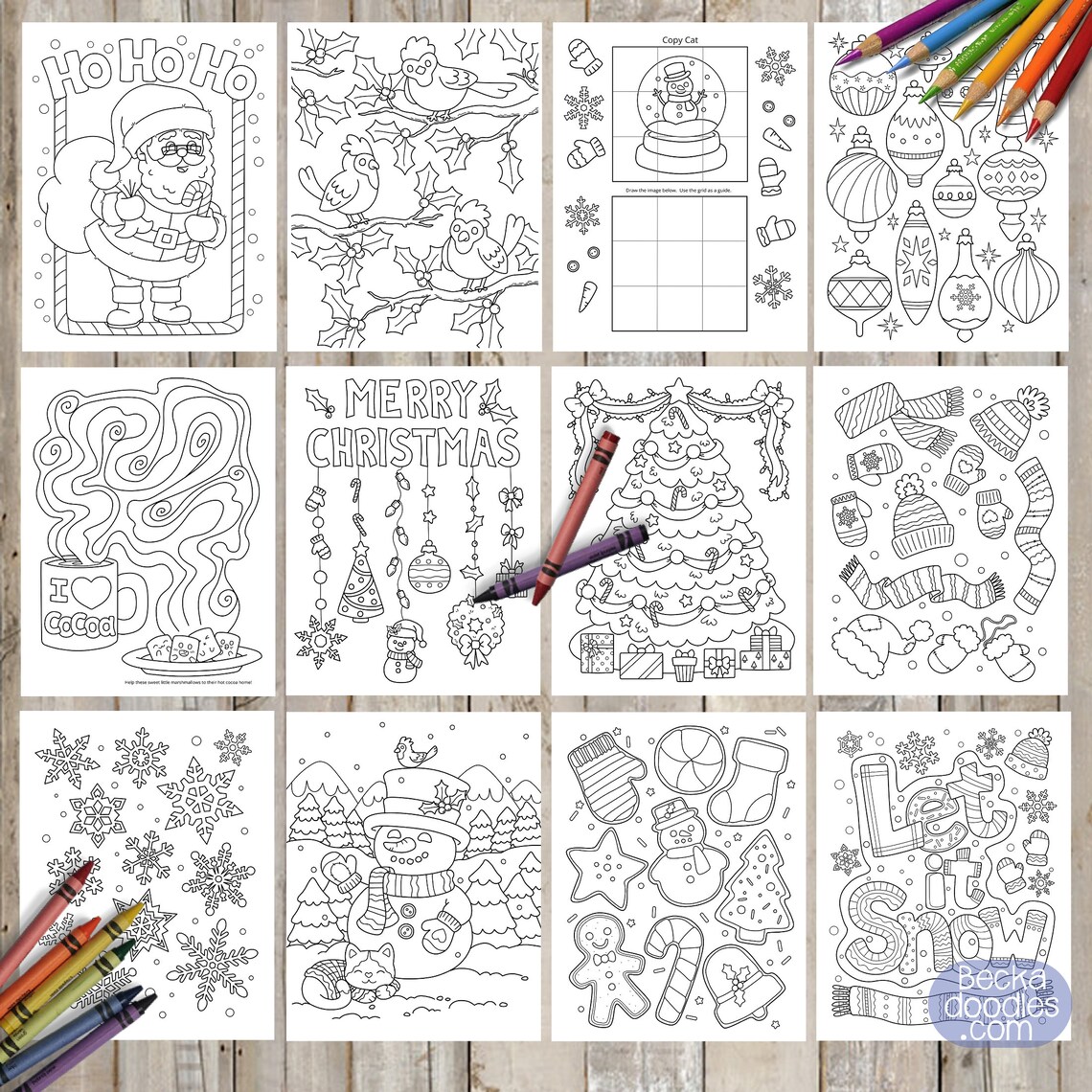 PRINTABLE Holly Jolly Christmas Coloring Book Print and Color - Etsy