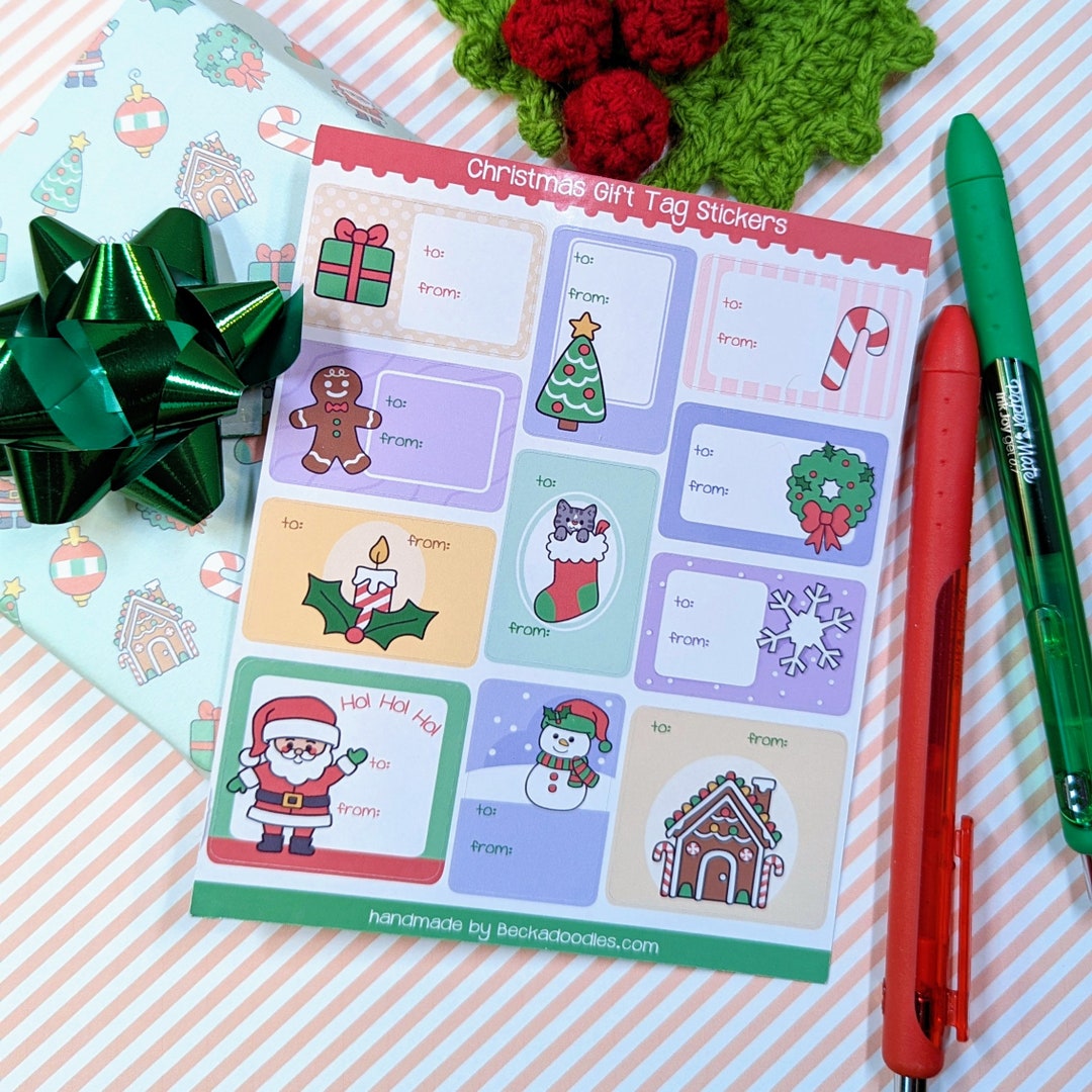 SS1009 Christmas Gift Tag Stickers Holiday Stickers Peel and Stick Gift ...