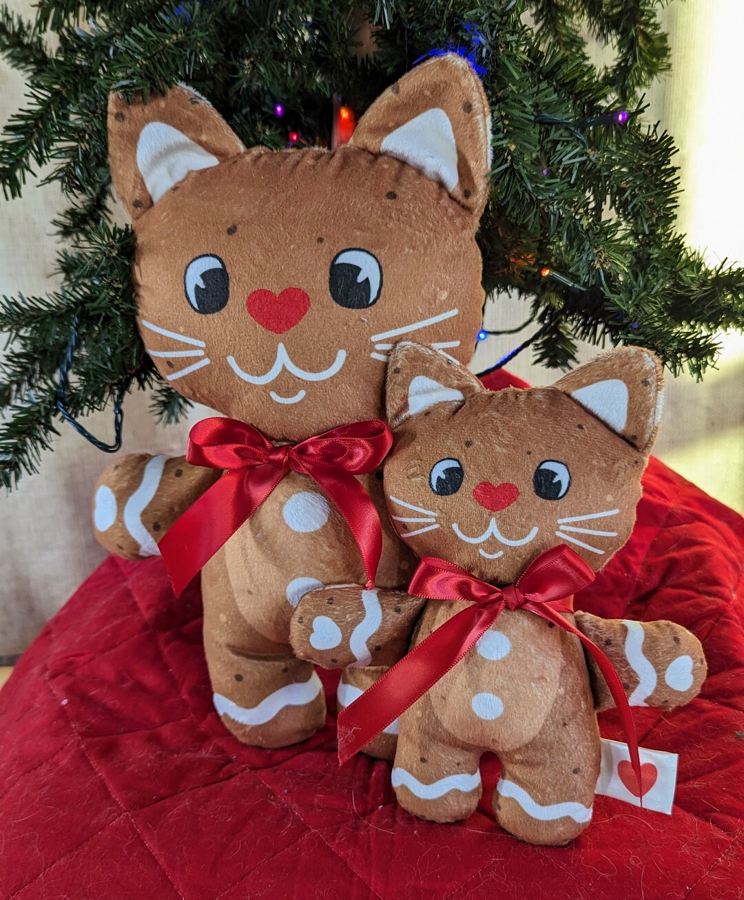 Cookie Christmas Cat Plushie: Handmade Minky Holiday Decoration - Etsy