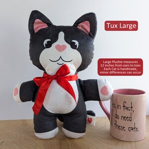 Tux Cat Plushie, Handmade Minky Fabric, Super Soft, Cuddly Stuffed Cat ...