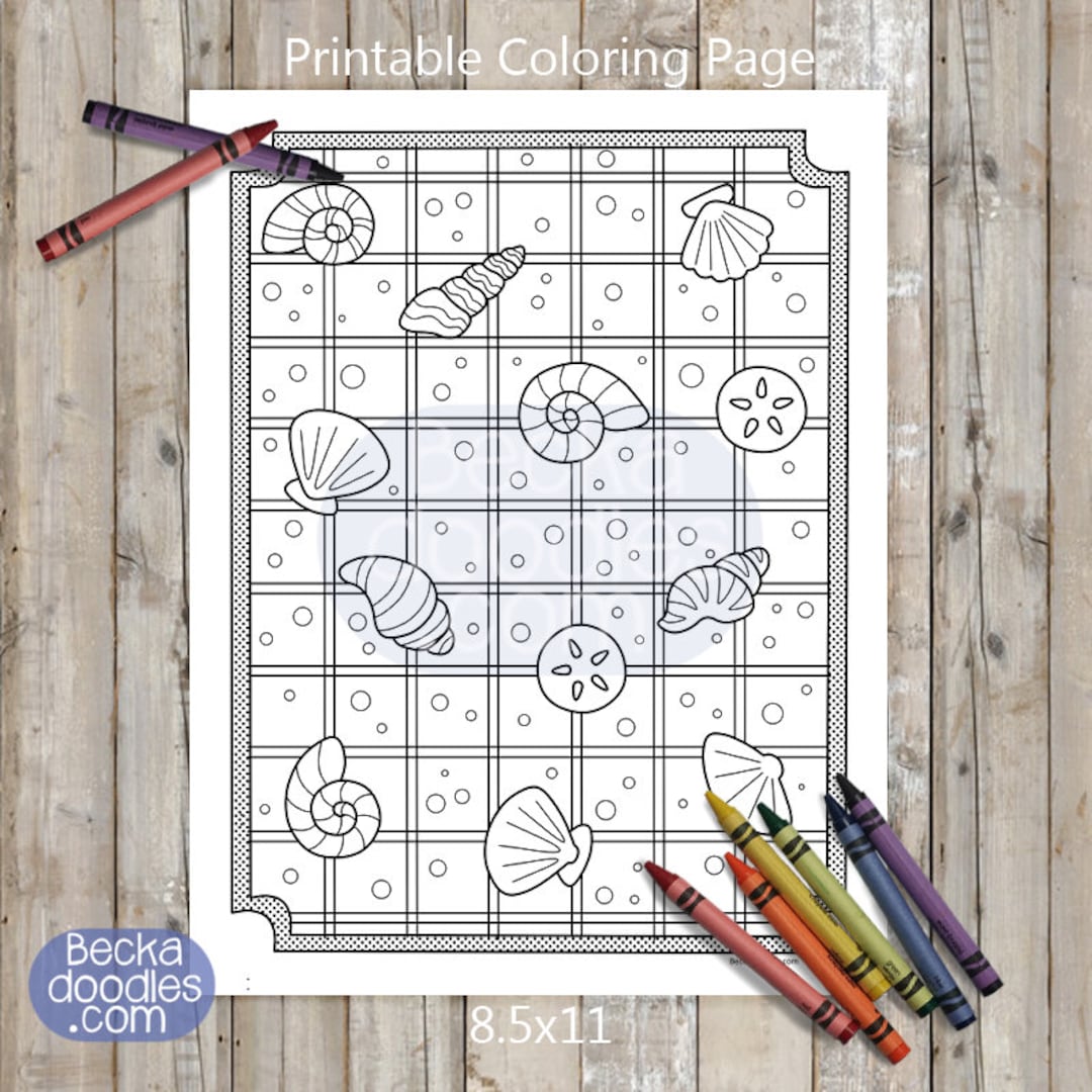 PRINTABLE Seashells Coloring Page, Digital Download, Hand-drawn ...