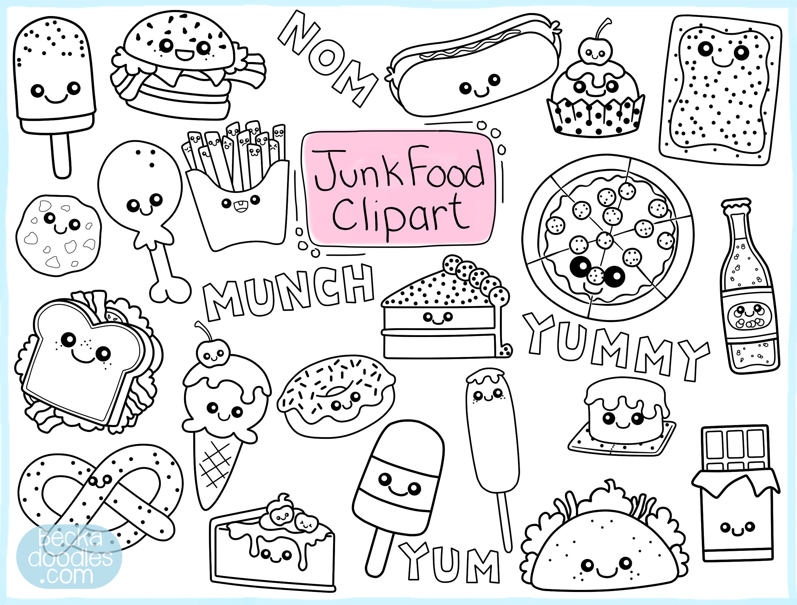 Junk Foods Clip Art Black And White