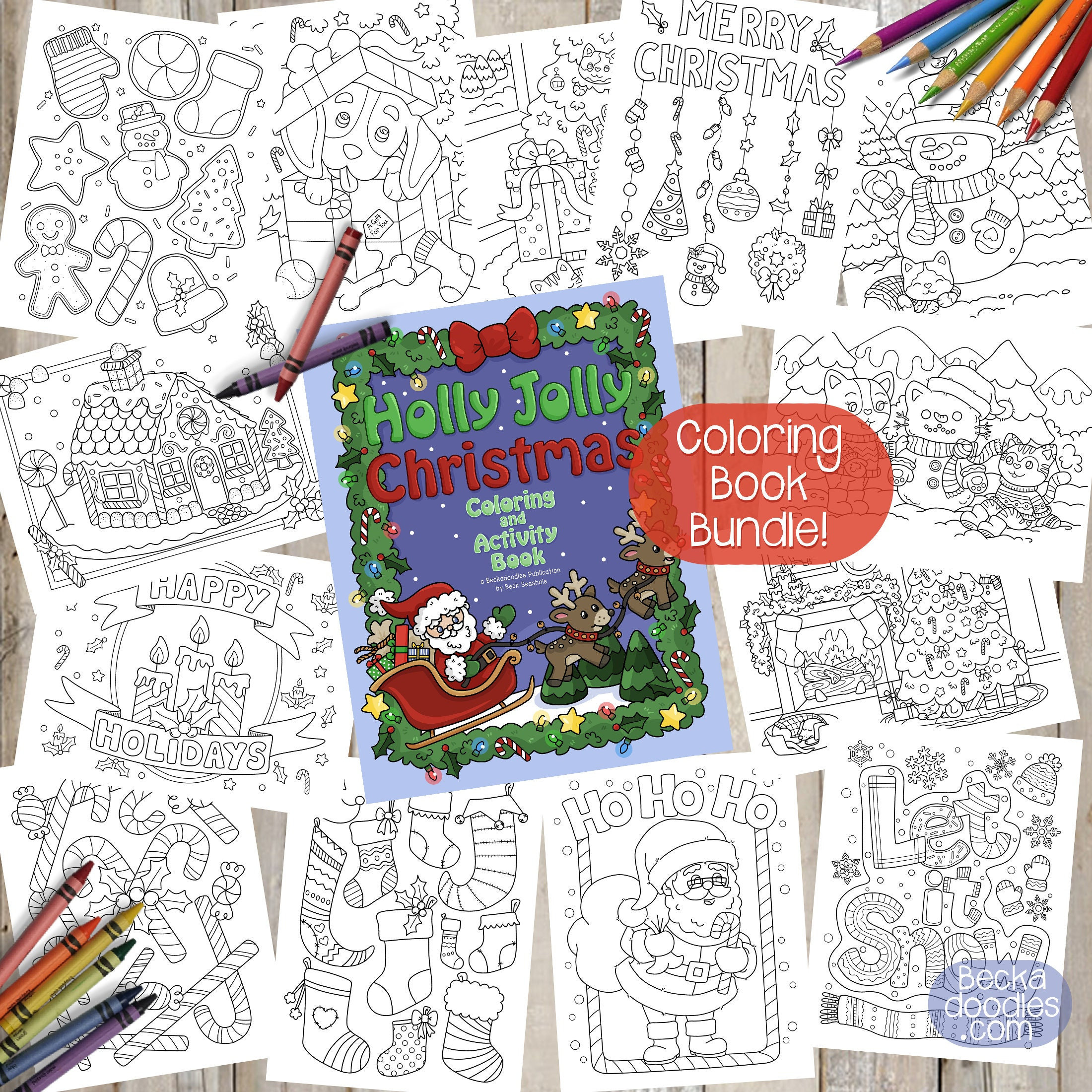 PRINTABLE Holly Jolly Christmas Coloring Book Print and Color - Etsy