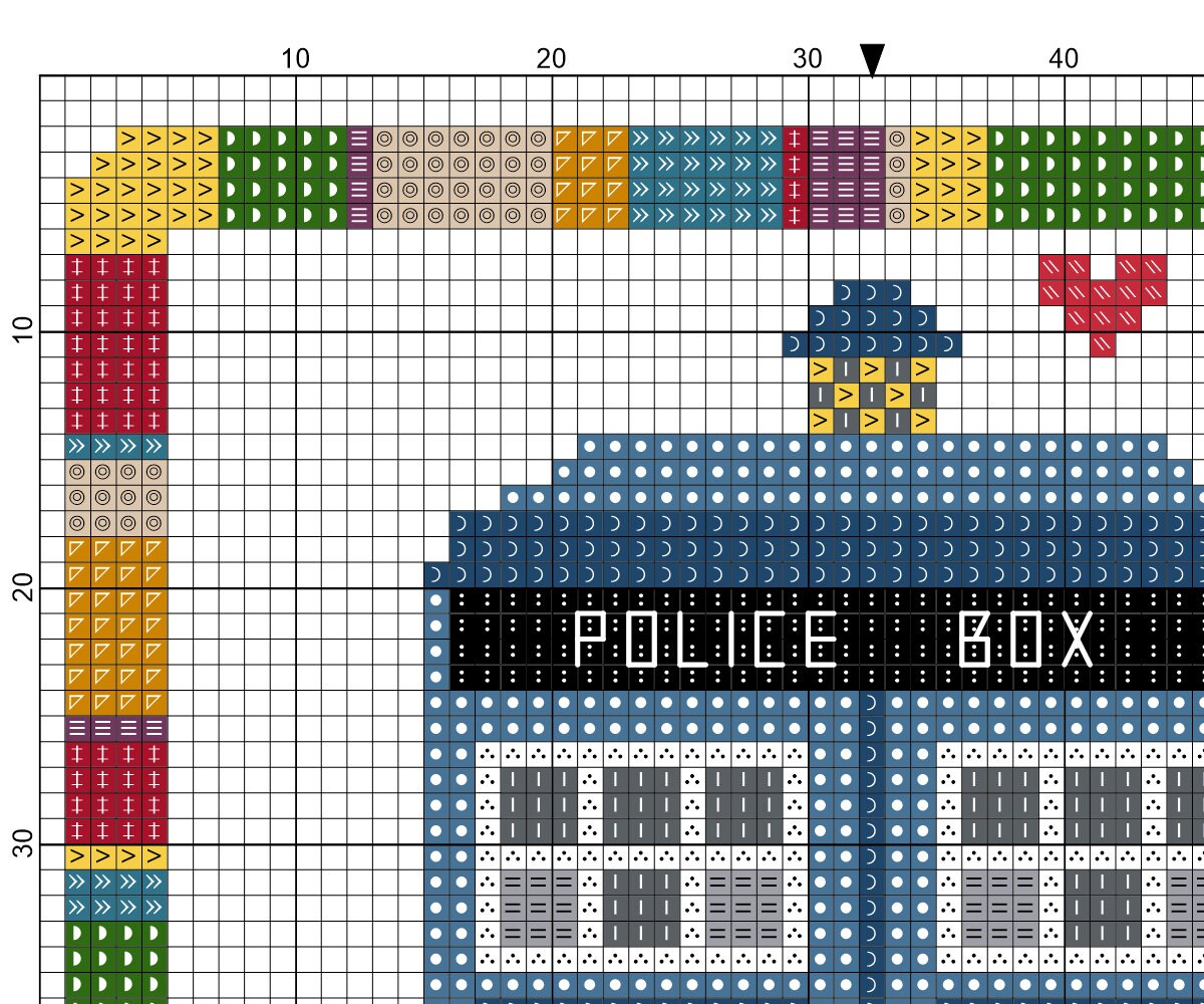 Tardis With Scarf Border Cross Stitch Pattern (printable/digital ...