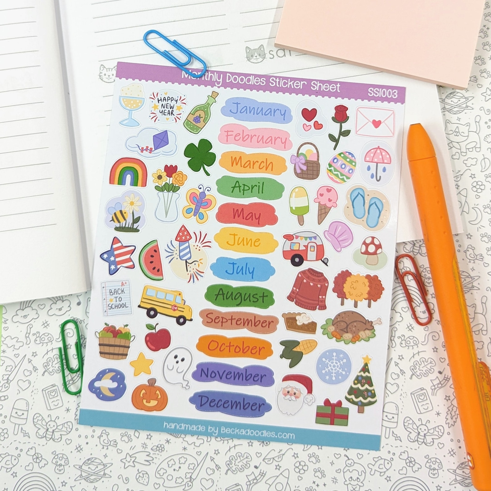 Monthly Holiday Calendar Stickers: Planner, Journal, Scrapbook - Etsy
