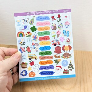 Monthly Holiday Calendar Stickers: Planner, Journal, Scrapbook - Etsy