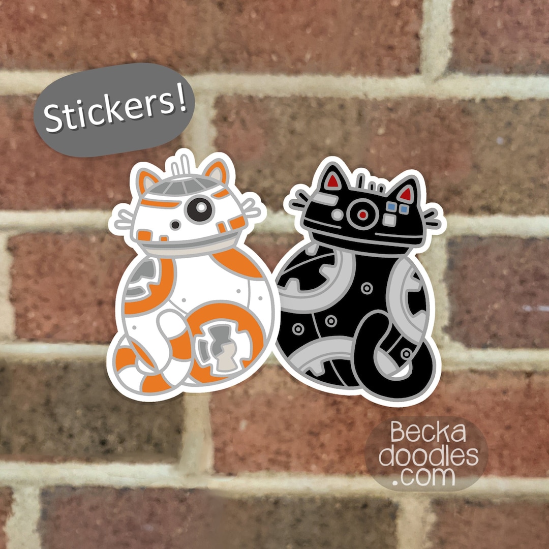 FS1003 Cat Droids Vinyl Stickers, 3 Inch Decal Sticker Perfect for ...