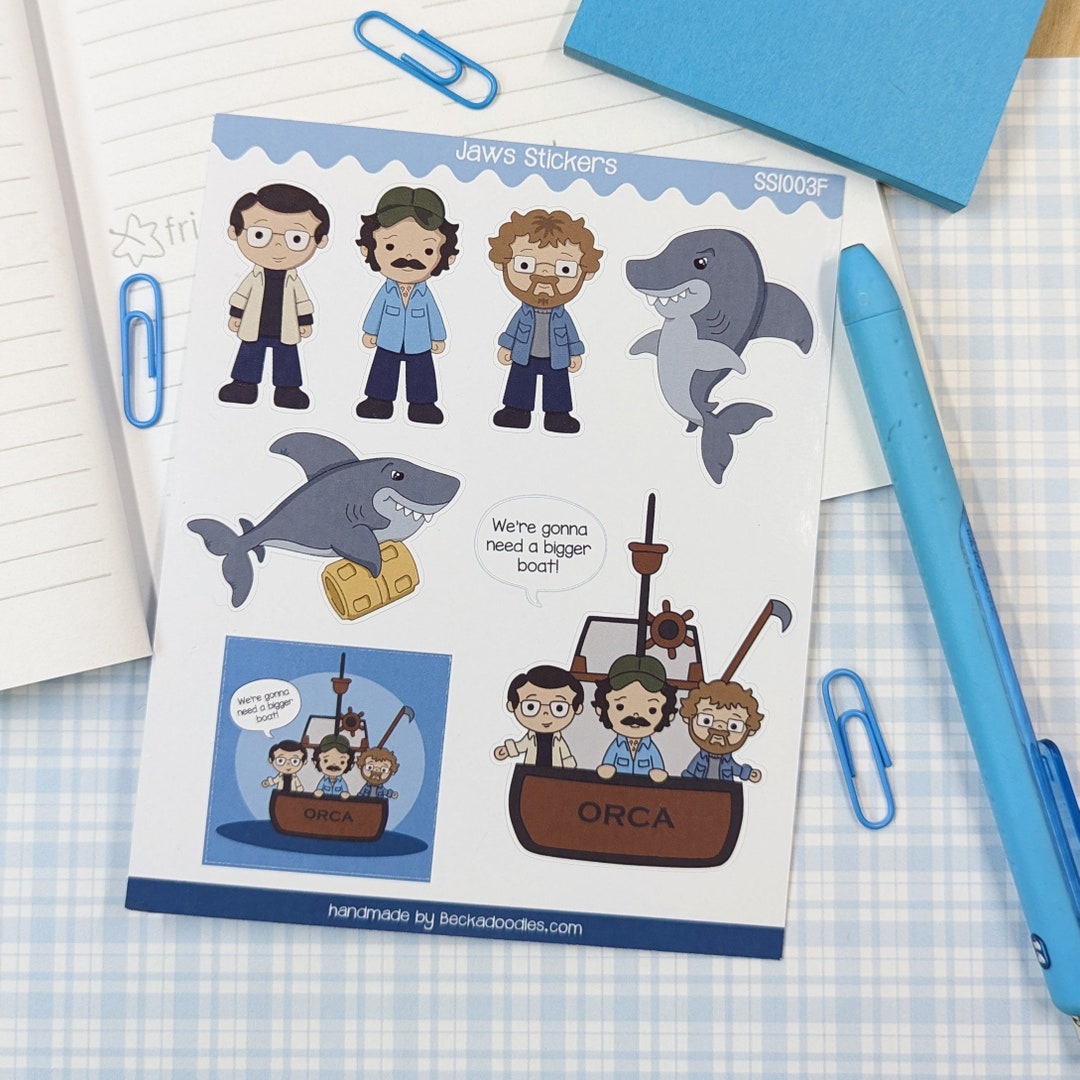 SS1003F Jaws Sticker Sheet Perfect for Fans or Planners, Calendars ...