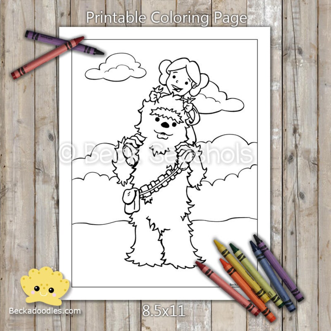 PRINTABLE Princess and Chewie Coloring Page, Digital Download, Hand ...