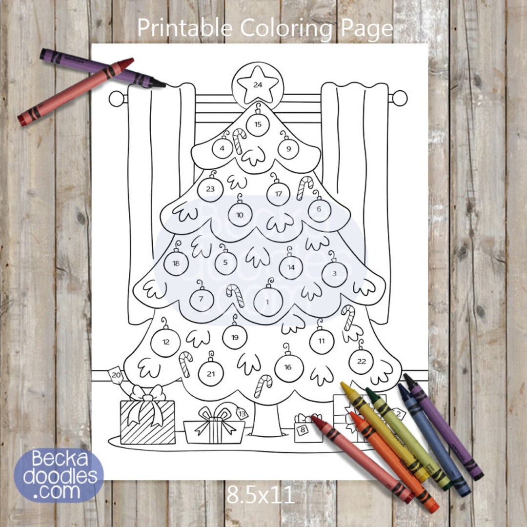 PRINTABLE Christmas Countdown Coloring Page - Digital Download - Etsy