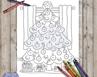 PRINTABLE Christmas Doodles Countdown Coloring Page Digital | Etsy