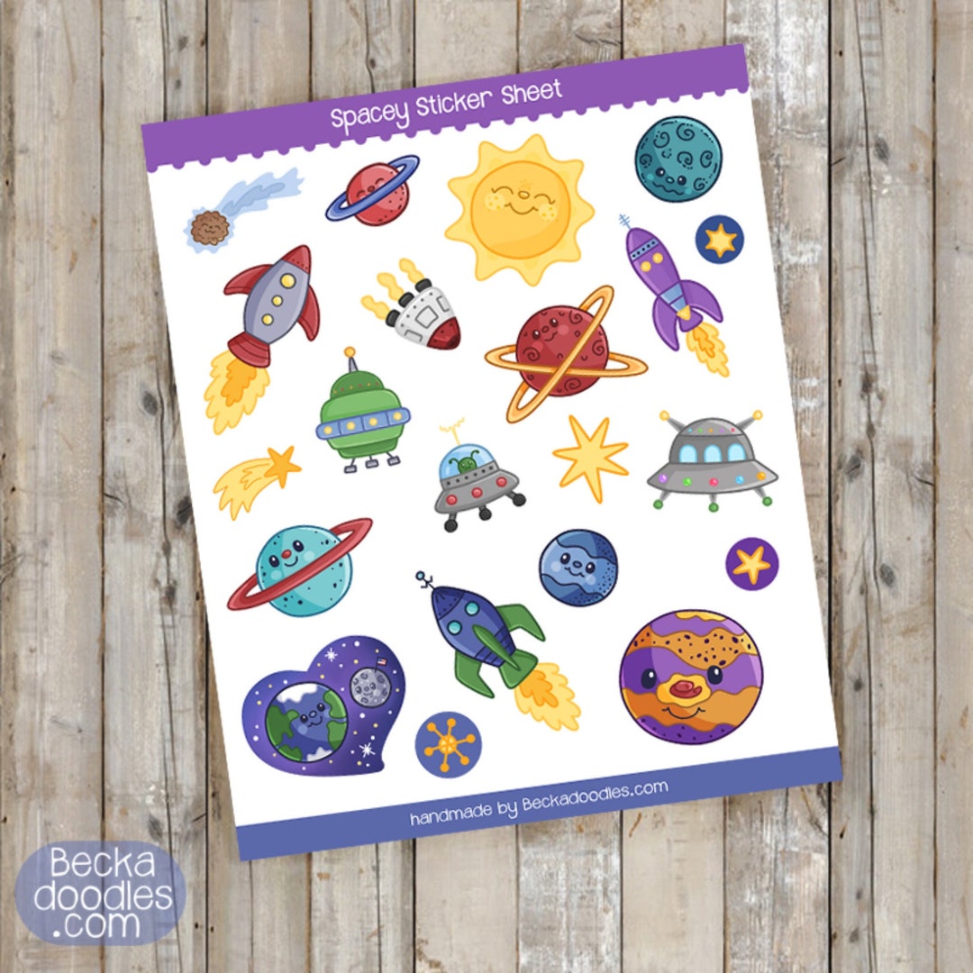 SS1019 Cute Space Sticker Sheet - Etsy