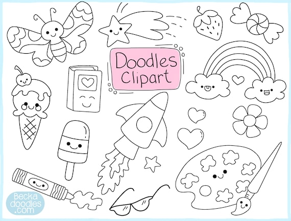 CLIP ART Doodles Clip Art Digital Stamps Icons | Etsy