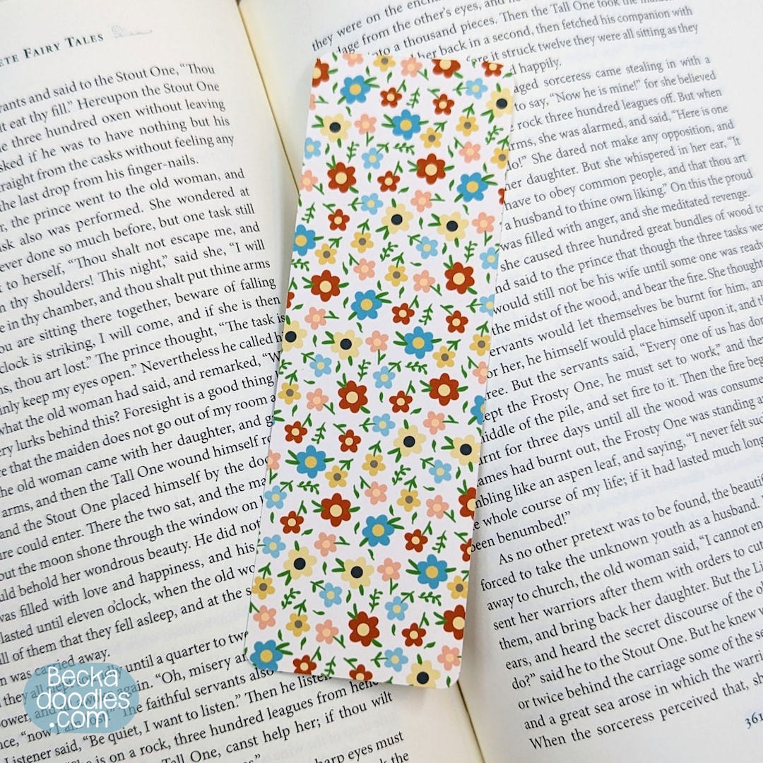 Summer Flowers Bookmark, Floral Paper Bookmark, Flowery Book Mark, 2x6 ...
