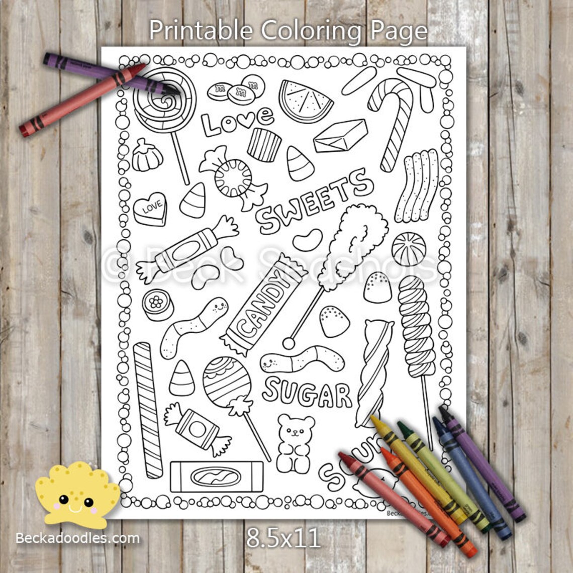 PRINTABLE Sweets Coloring Page Digital Download Hand-drawn - Etsy