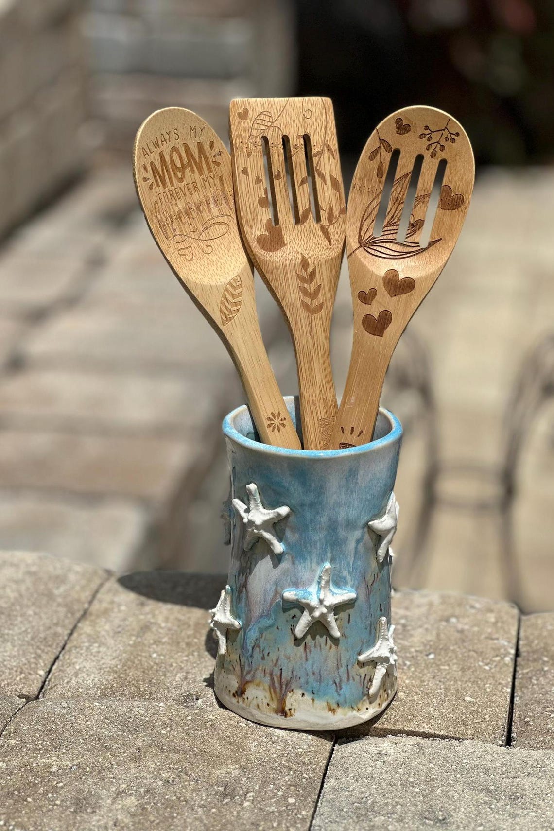 Coastal Kitchen Utensil Set Utensil Holder, Sponge Holder, Spoon Rest ...