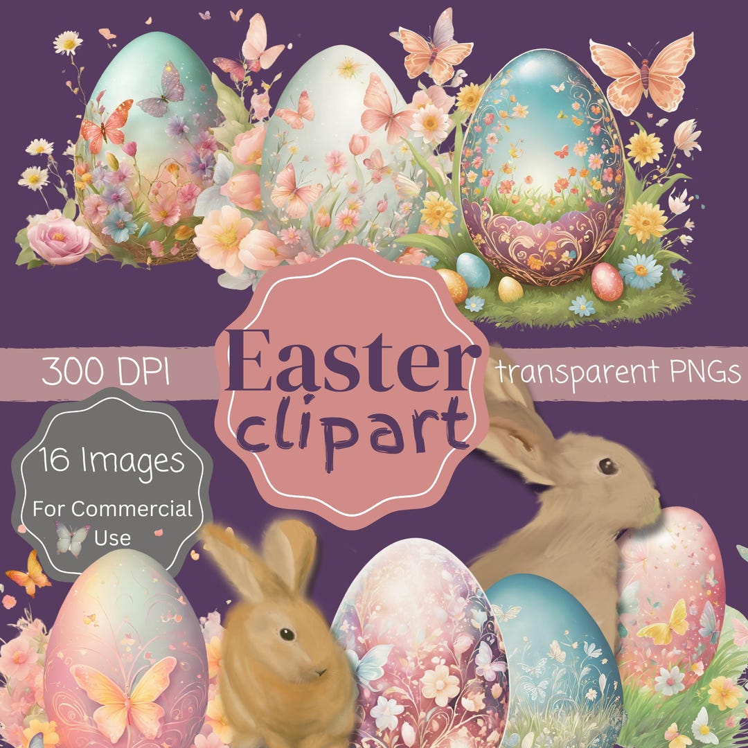 Easter Egg Clipart PNG, Easter Bunny Clip Art, Easter Egg Butterfly 300 ...